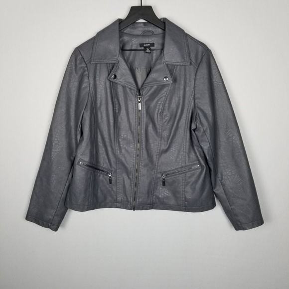Alfani | Jackets & Coats | Alfani Faux Leather Casual Jacket Gray Size ...